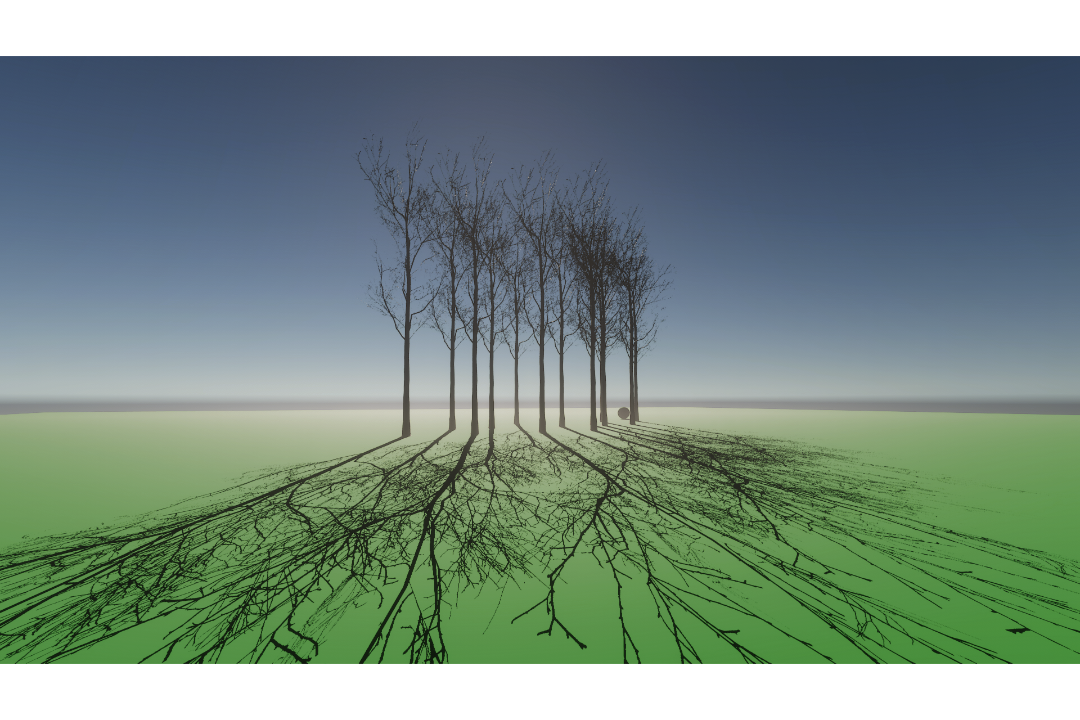 Ray-traced Directional Light shadows (Sun Angle = 0)